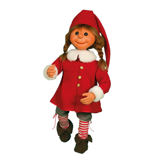 Puppet Girl Santa, standing on one leg - Creation Group